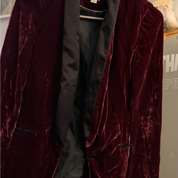 Jackets & Coats | Elegant Velvet Blazer In Rich Burgundy | Poshmark